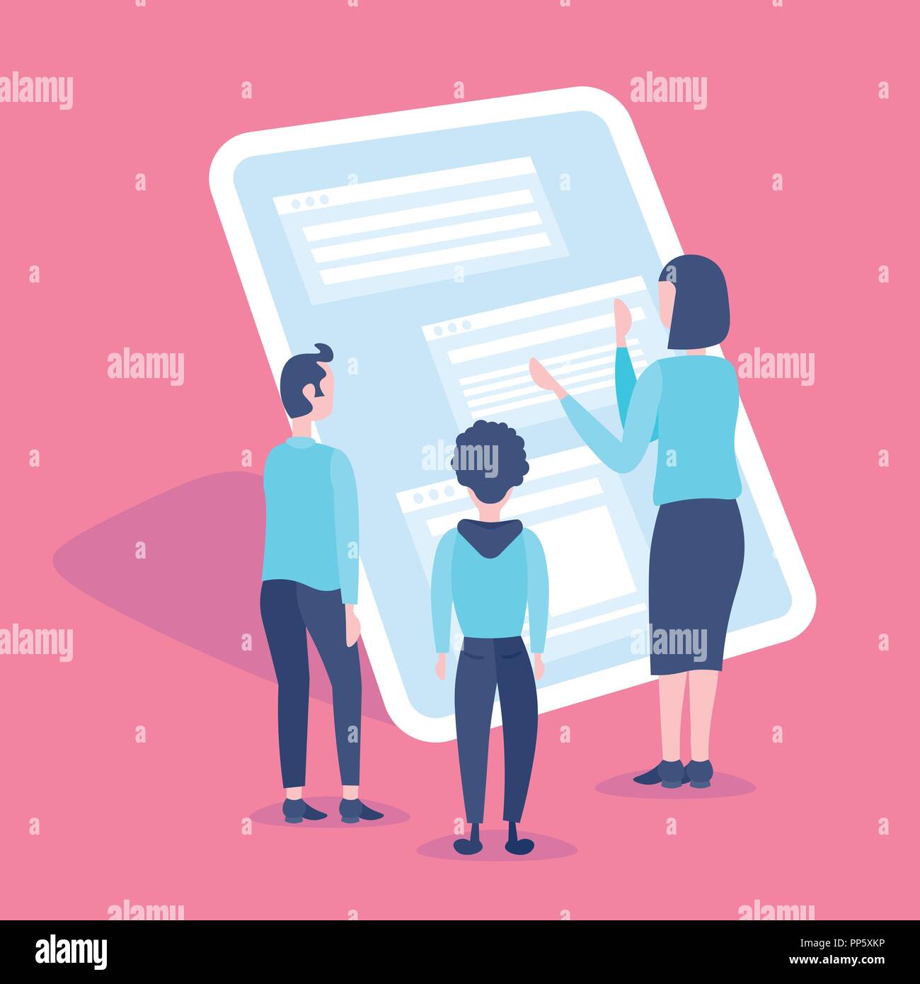 Man using app rear view Stock Vector Images - Alamy