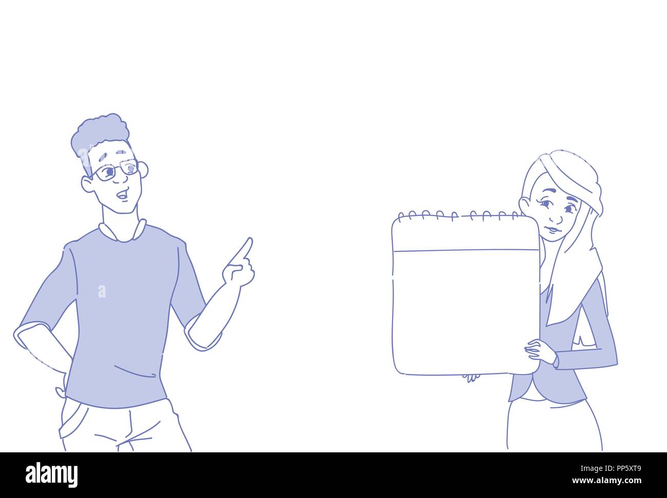 Male showing female worker Stock Vector Images - Alamy