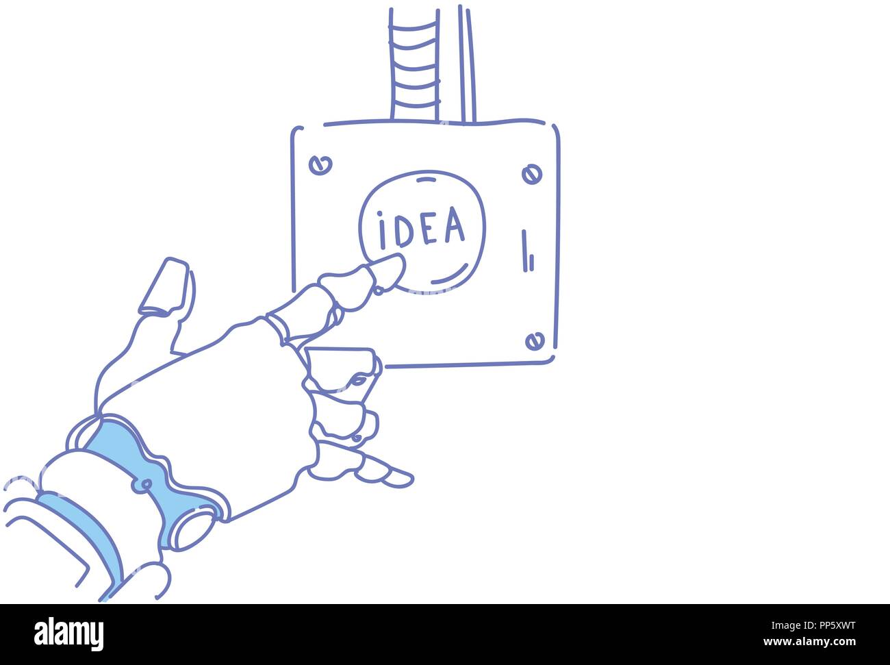 Robotic hand touch idea button creative innovation artificial ...