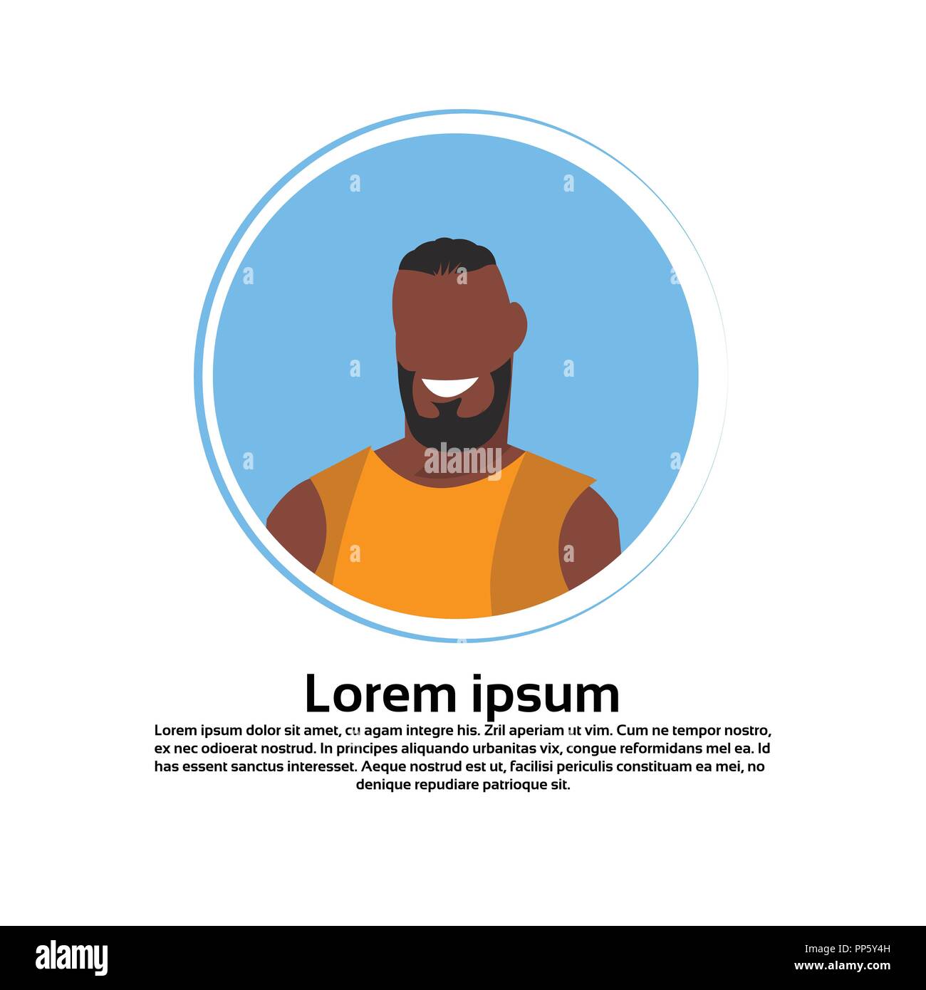 african american bearded man avatar happy face profile male cartoon ...