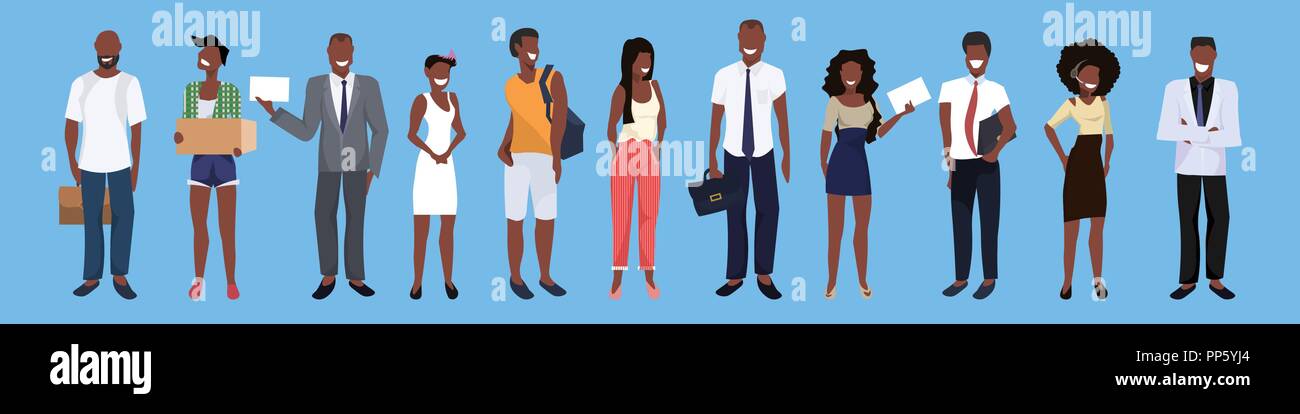 african american people group different occupation set men women ...