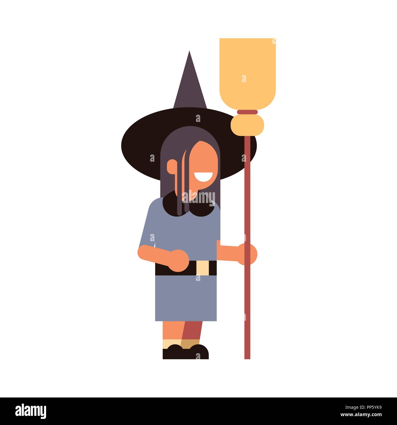 cute girl wear witch costume happy halloween concept party celebration ...