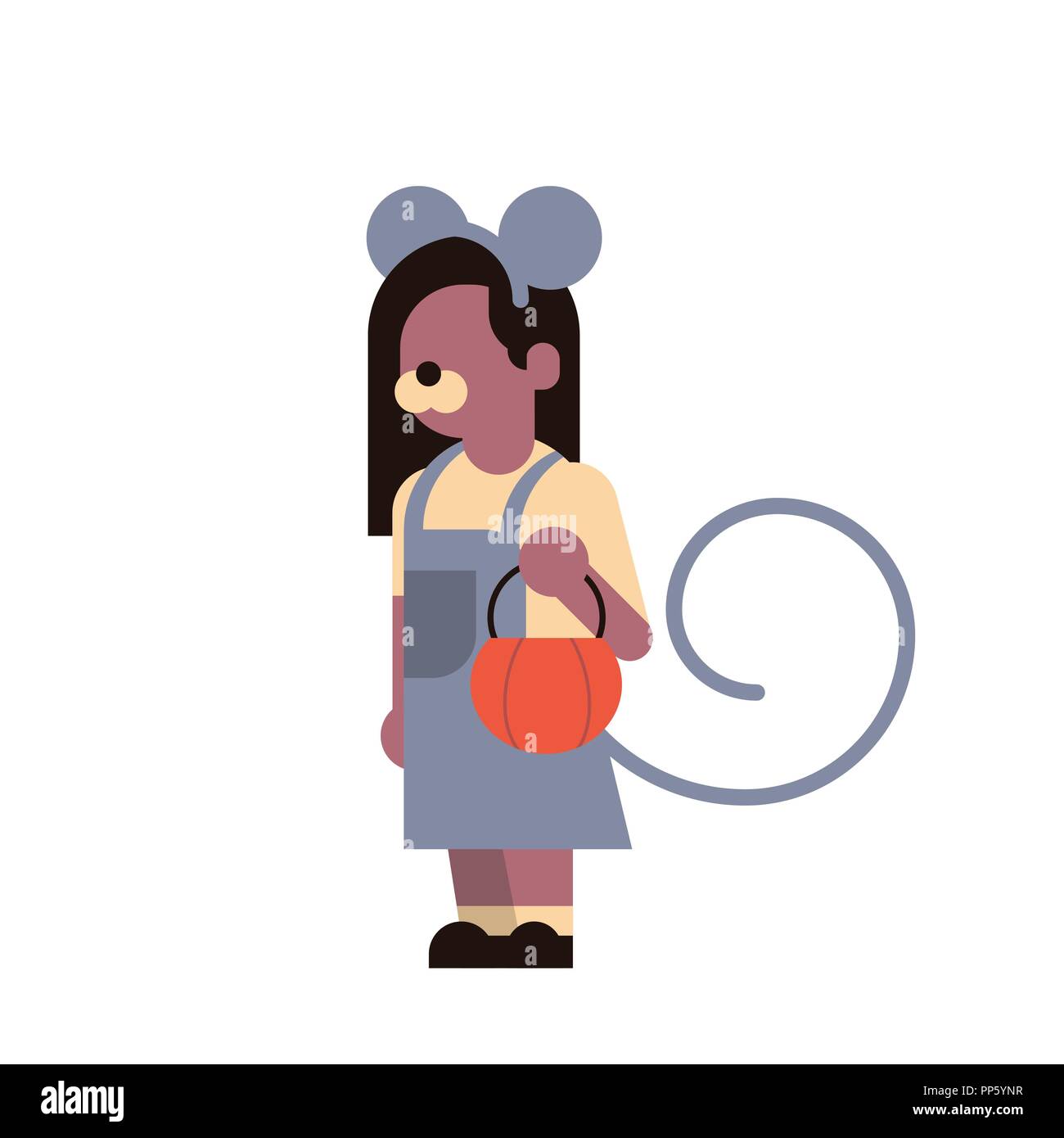 cute girl wear mouse costume happy halloween concept party celebration ...