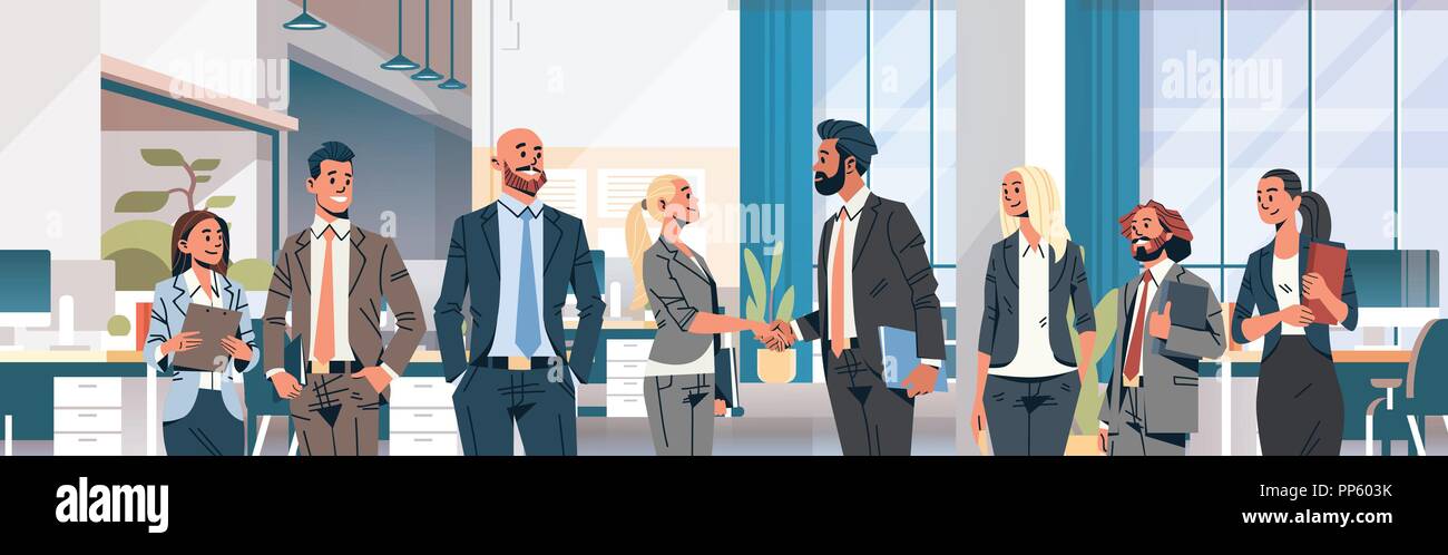 business people group hand shake agreement communicating concept modern ...
