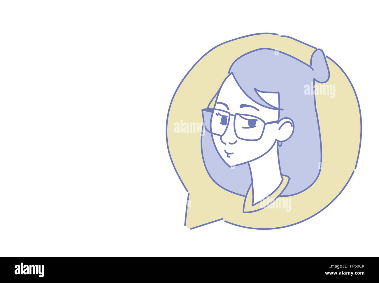 female head chat bubble profile icon woman avatar support service call ...