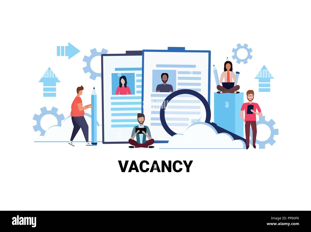 business people hr searching resume specialist candidate vacancy job ...