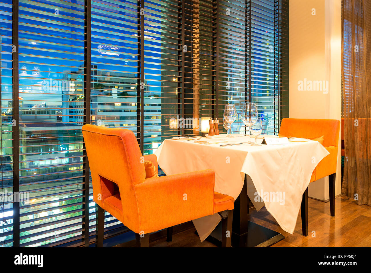 Table Setting interior in Restaurant Stock Photo - Alamy