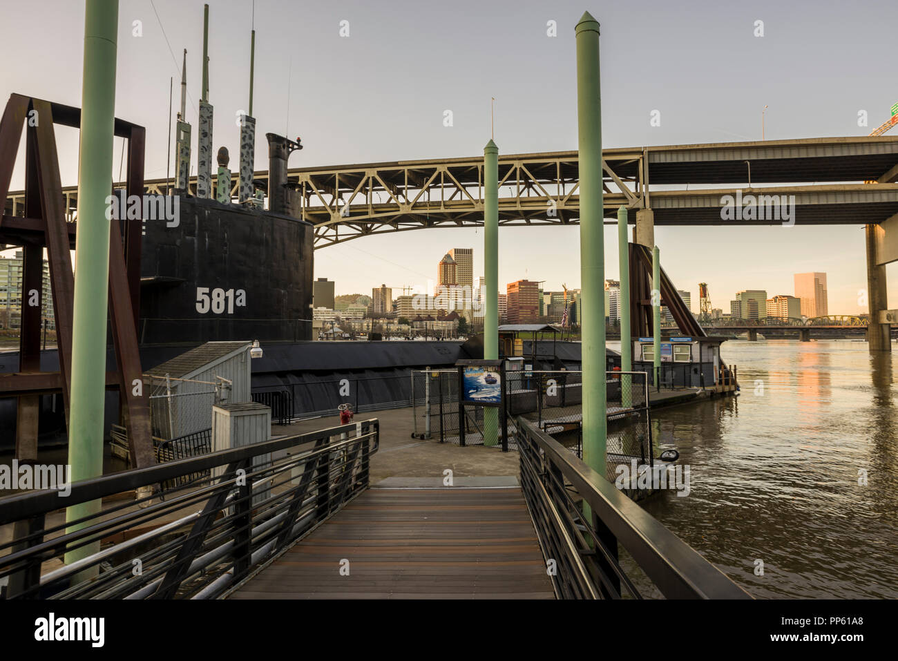 The USS Blueback rests under the Marquam Bridge near OMSI in Portland ...