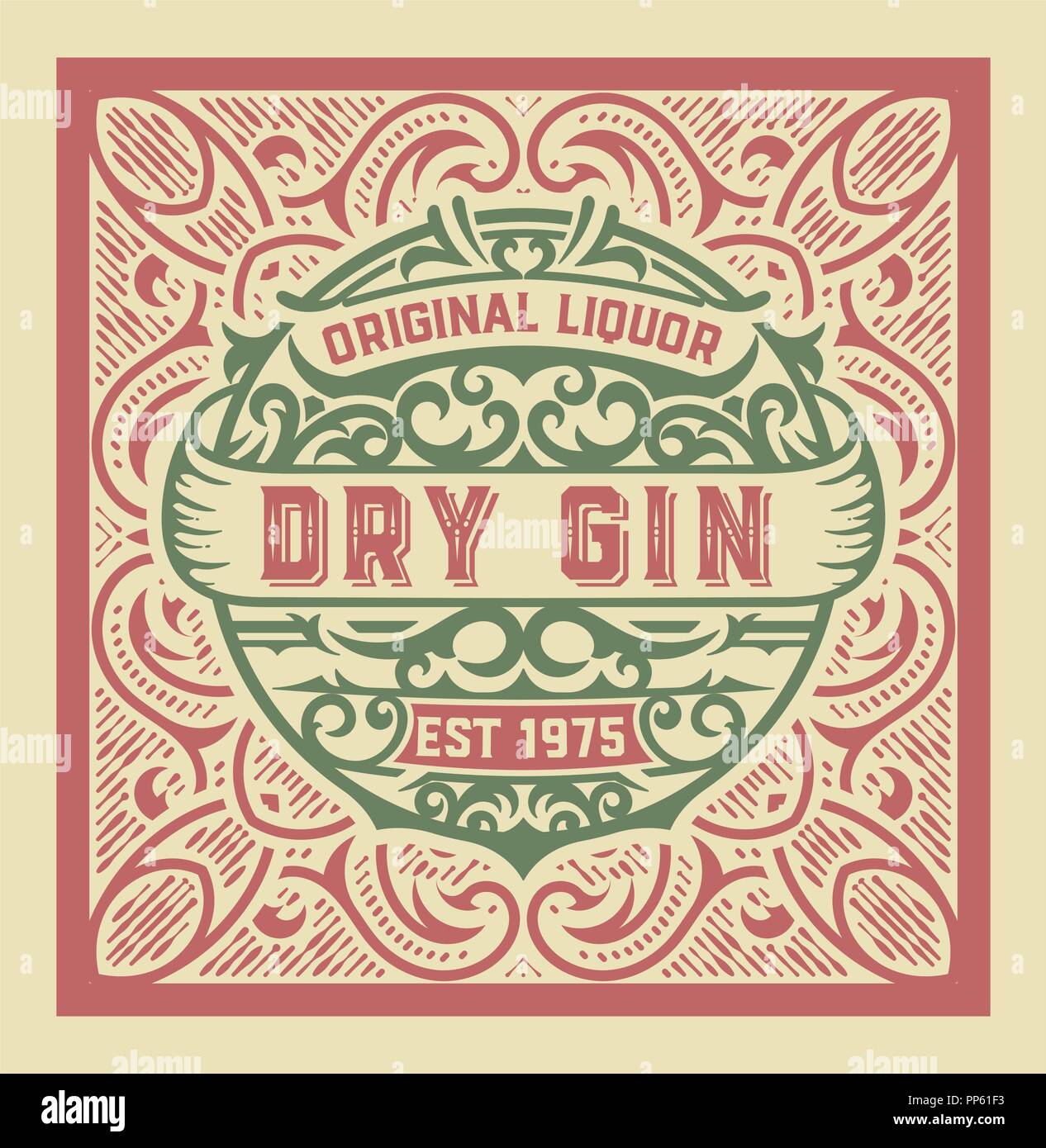 Gin label design. Vintage style Stock Vector Image & Art - Alamy