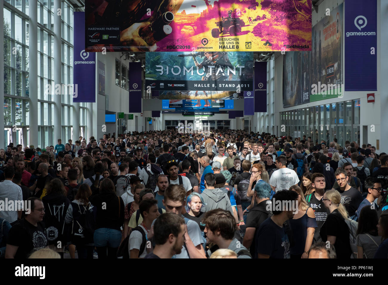 Crowd of visitors at the world's largest trade fair for computer and ...