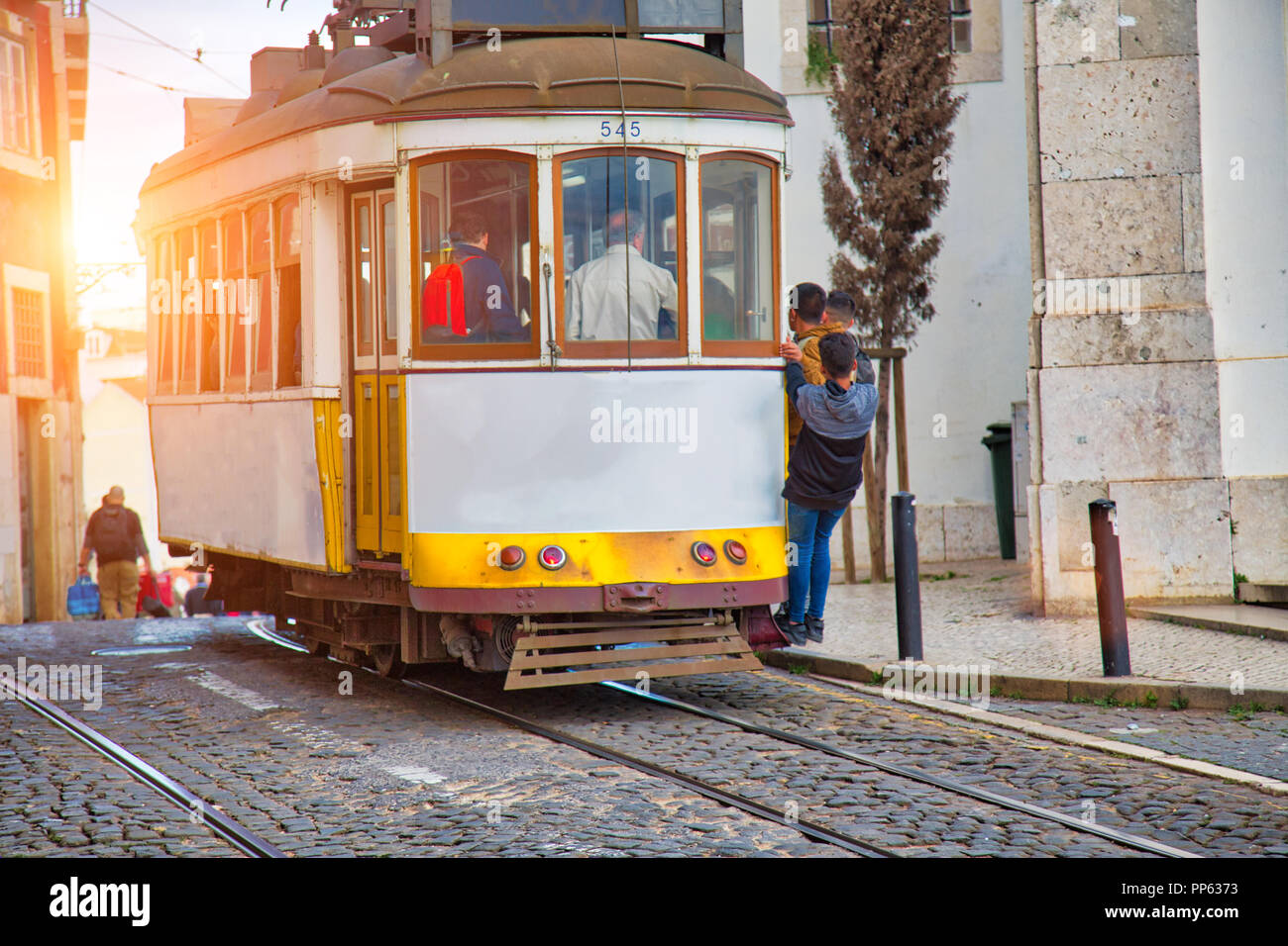 Lisbon, Colorful Alfama streets Stock Photo - Alamy