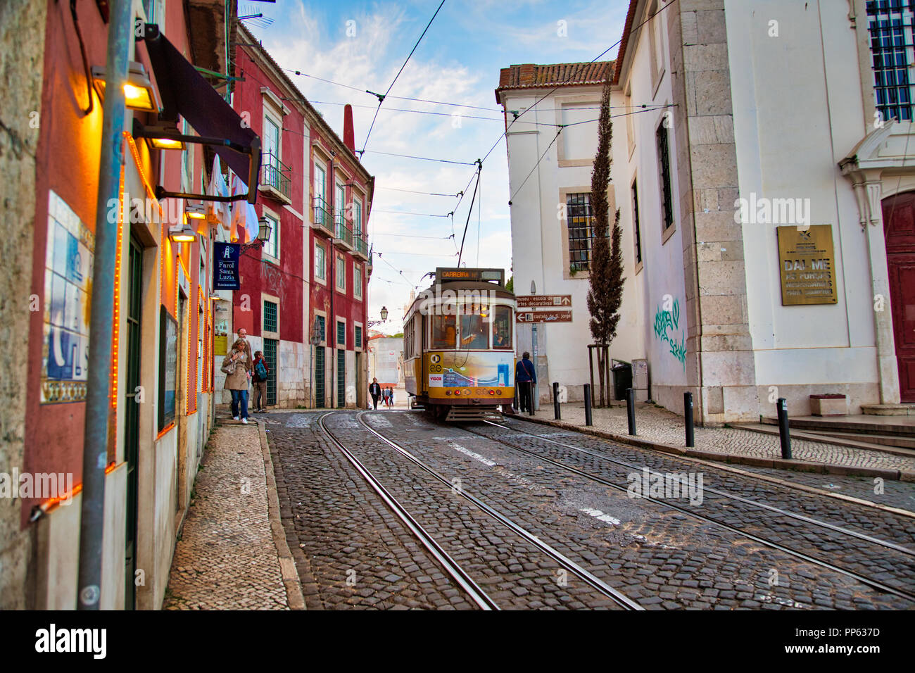 Lisbon, Colorful Alfama streets Stock Photo - Alamy
