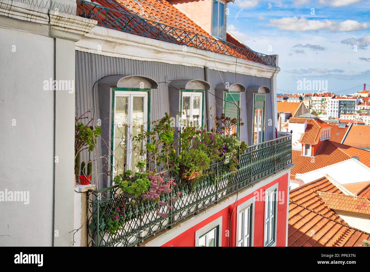 Lisbon, Colorful Alfama streets Stock Photo - Alamy