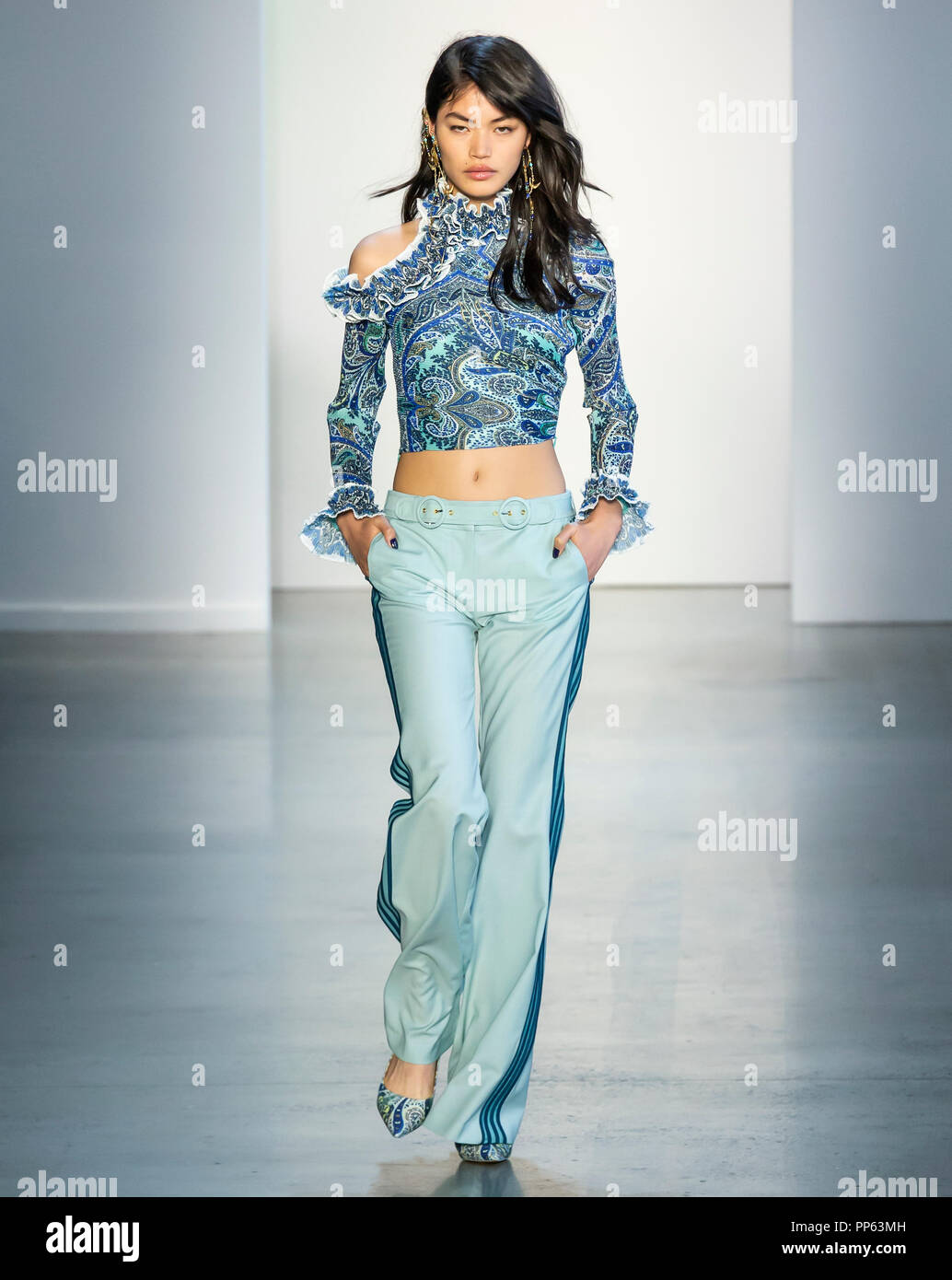 NEW YORK, NY - September 10, 2018: Rina Fukushi walks the runway at the ...
