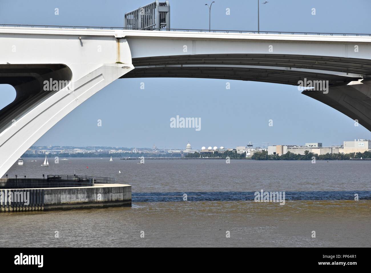 The Capital Beltway Woodrow Wilson Memorial Bridge crossing the Potomac ...