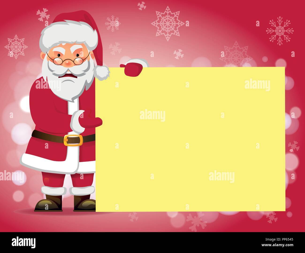 Santa Claus holding banner. Santa Claus with message board vector ...