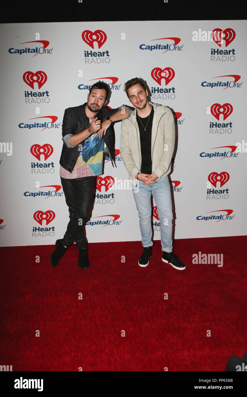 (L-R) Dustin Belt and Kendall Schmidt of Heffron Drive arrive on the ...