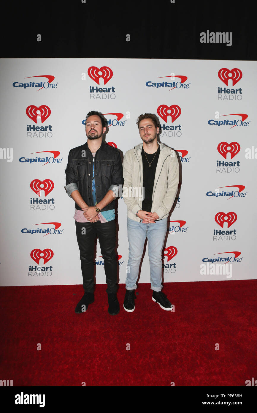 (L-R) Dustin Belt and Kendall Schmidt of Heffron Drive arrive on the ...
