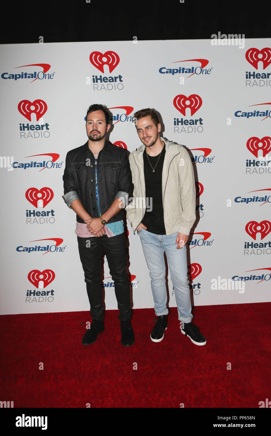 (L-R) Dustin Belt and Kendall Schmidt of Heffron Drive arrive on the ...
