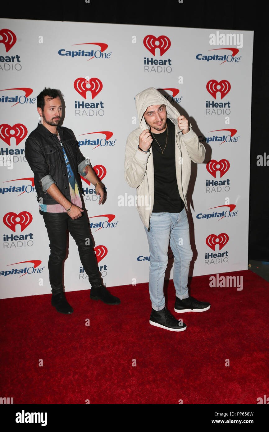 (L-R) Dustin Belt and Kendall Schmidt of Heffron Drive arrive on the ...