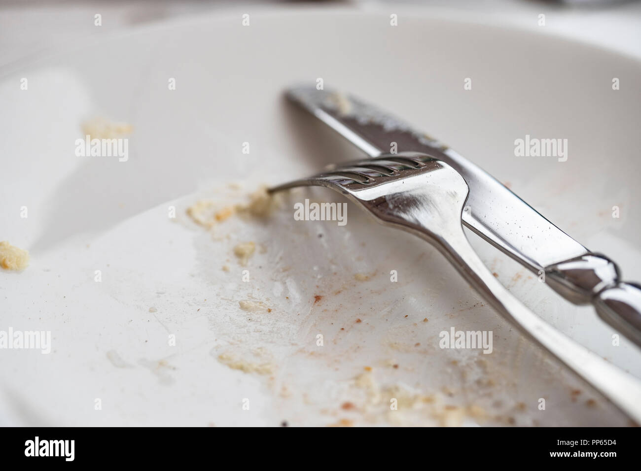 Empty plate left after dinner Stock Photo - Alamy