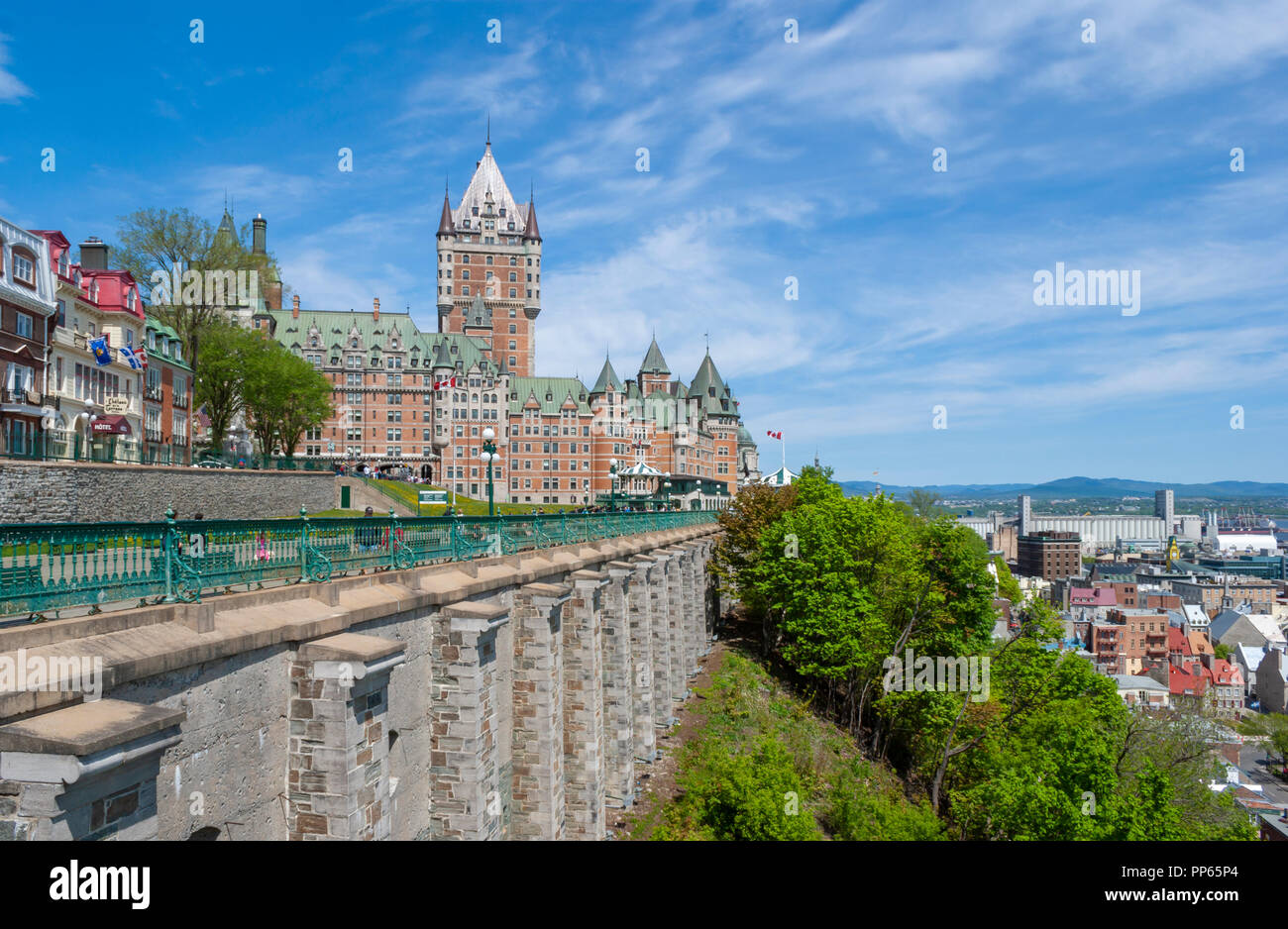 Dufferin Terrace alongside Château Frontenac hotel. The area is a ...