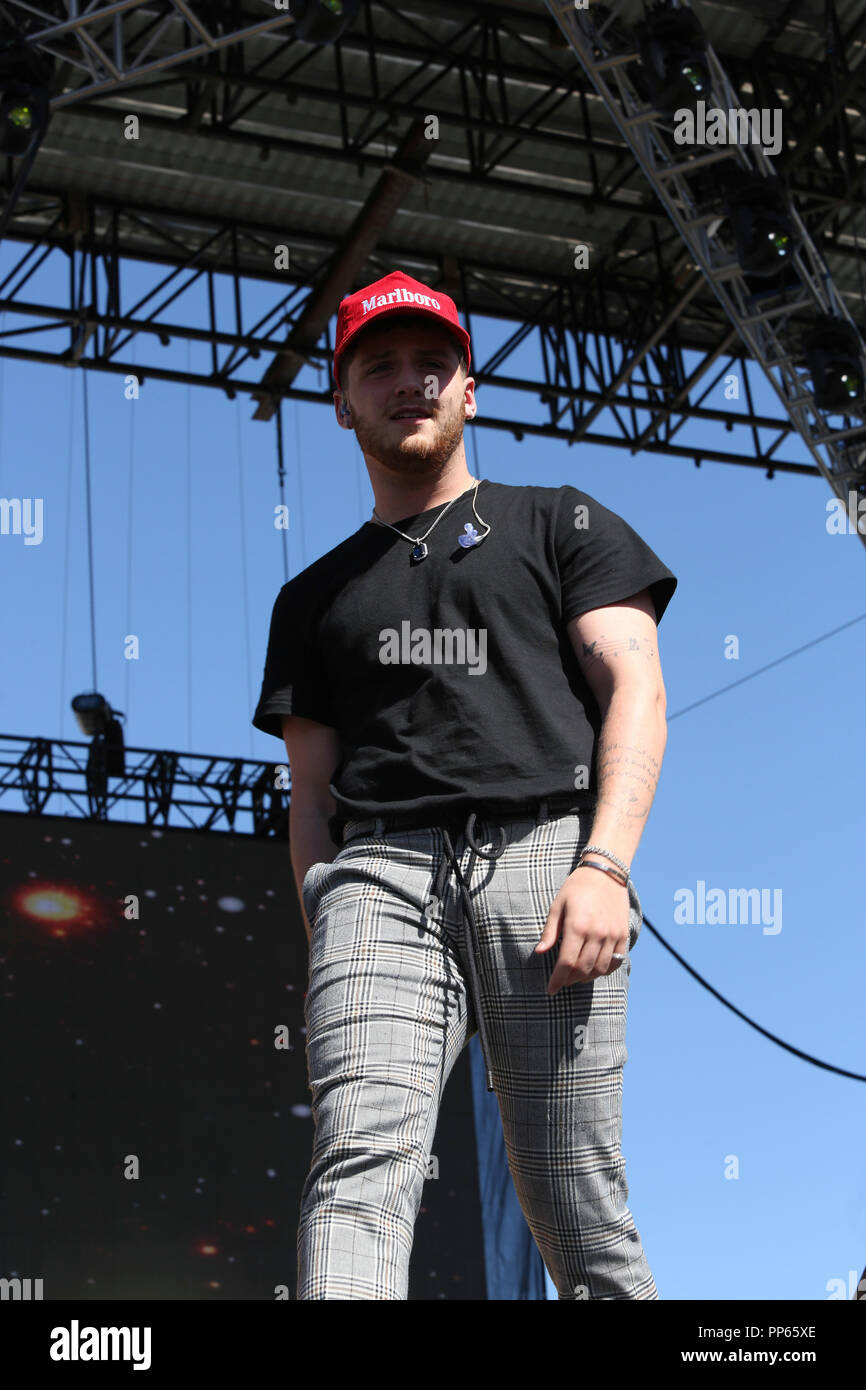Andrew Bazzi performs onstage at the 2018 iHeartRadio Music Festival ...