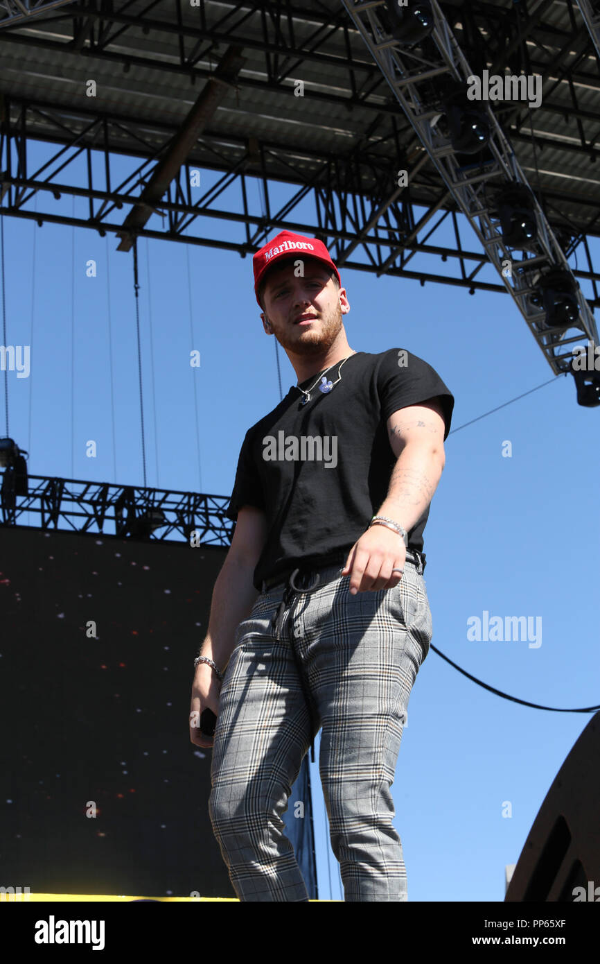 Andrew Bazzi performs onstage at the 2018 iHeartRadio Music Festival ...