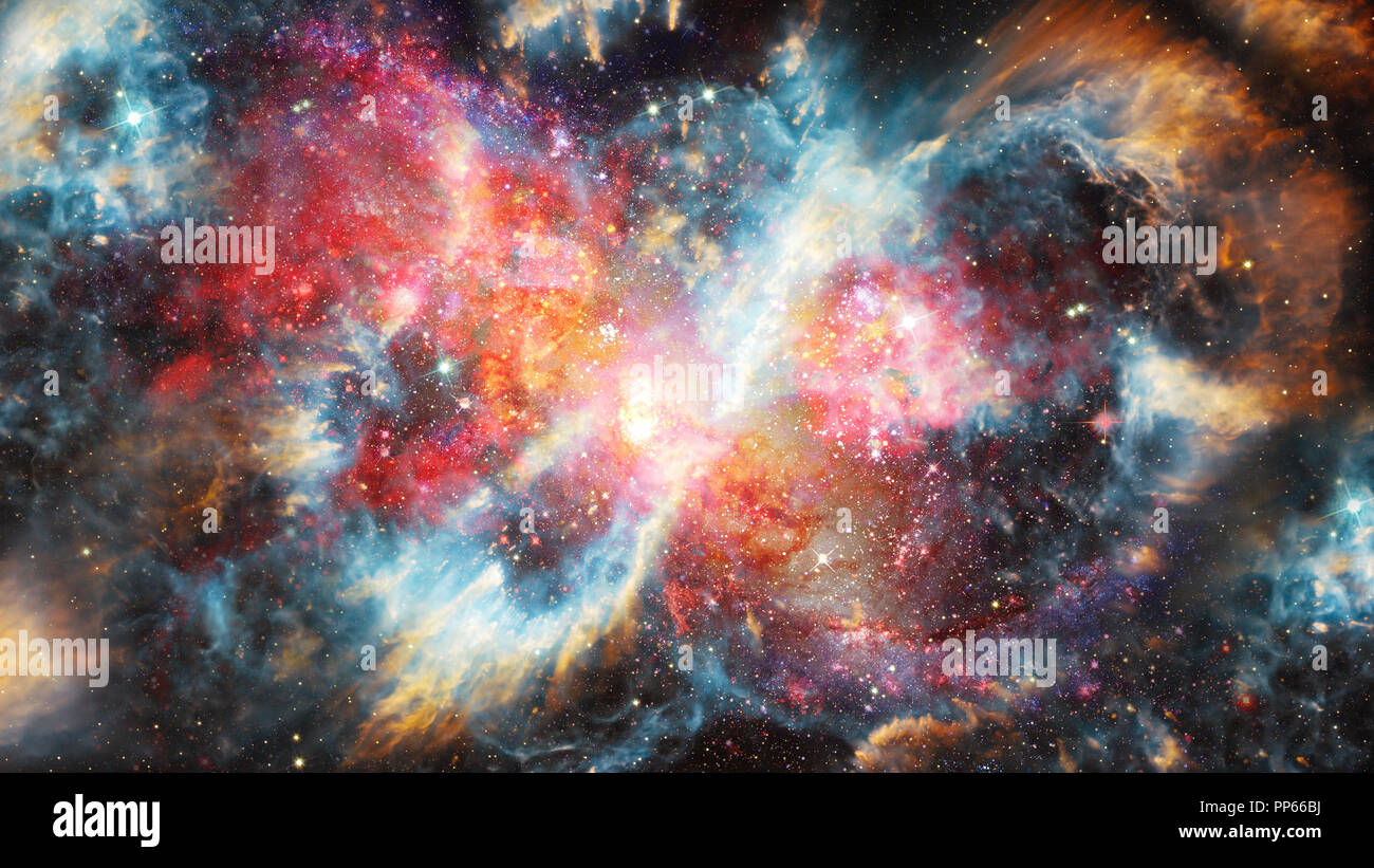 Nebula and spiral galaxies in space. Elements of this image furnished ...