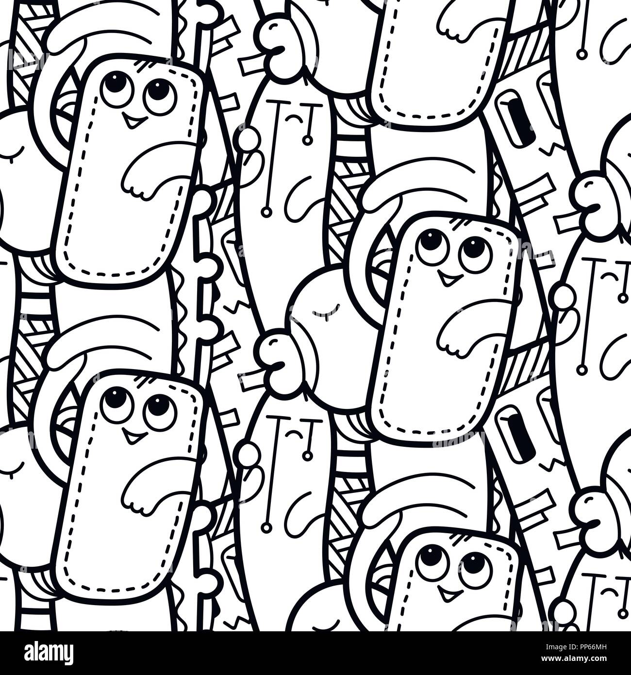 Funny doodle monsters seamless pattern for prints, designs and coloring ...