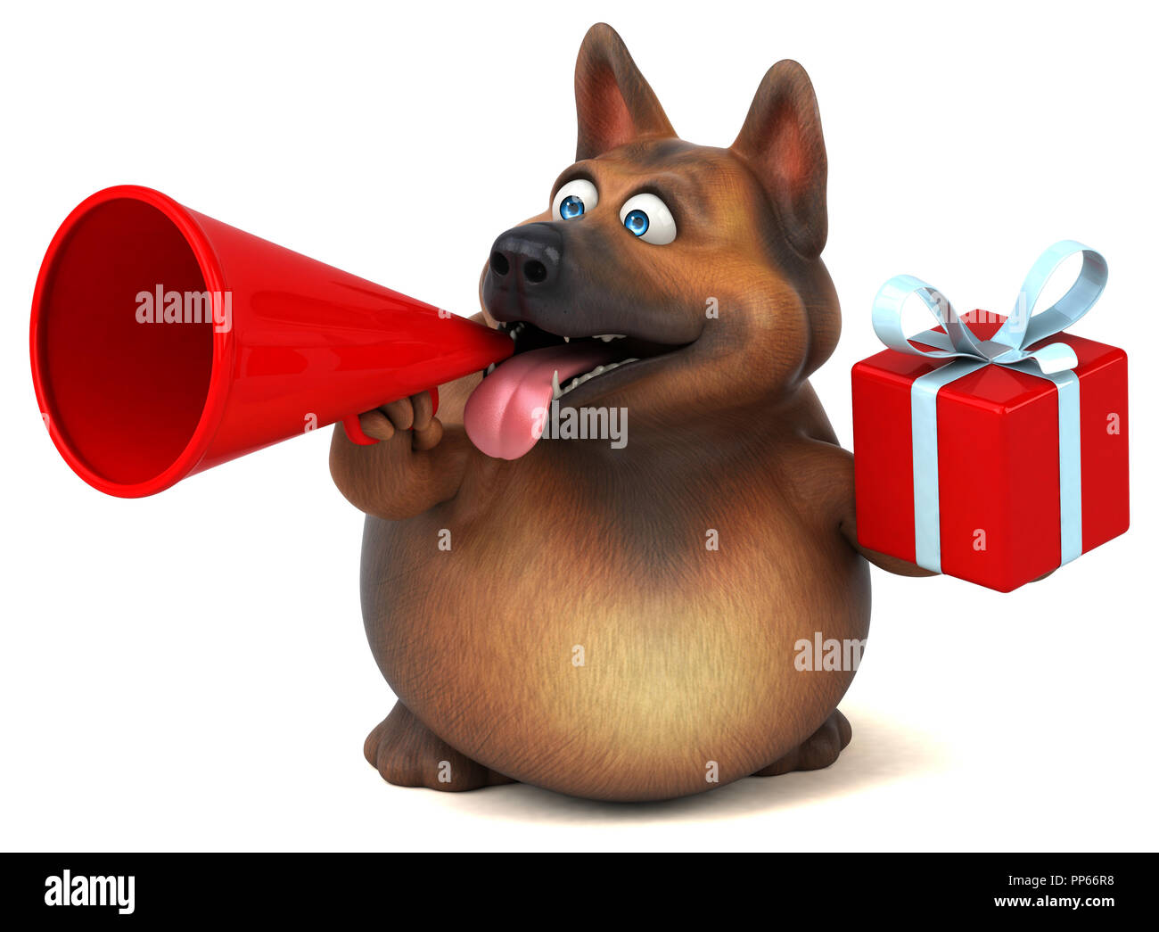 Fun german shepherd dog - 3D Illustration Stock Photo - Alamy
