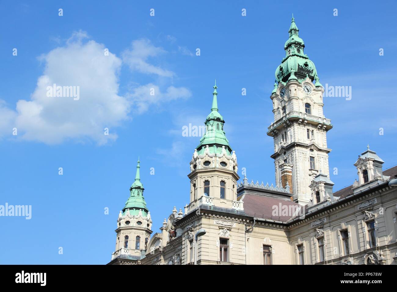 Gyor, Hungary. City in Western Transdanubia region. City hall building ...