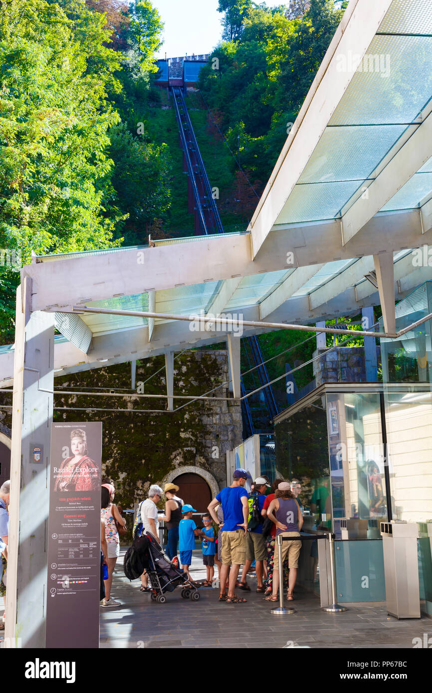 Ticket office and funicular to the Castle Stock Photo - Alamy