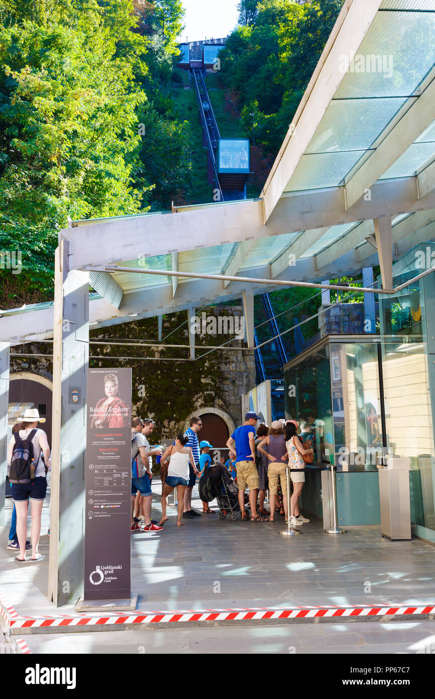Ticket office and funicular to the Castle Stock Photo - Alamy