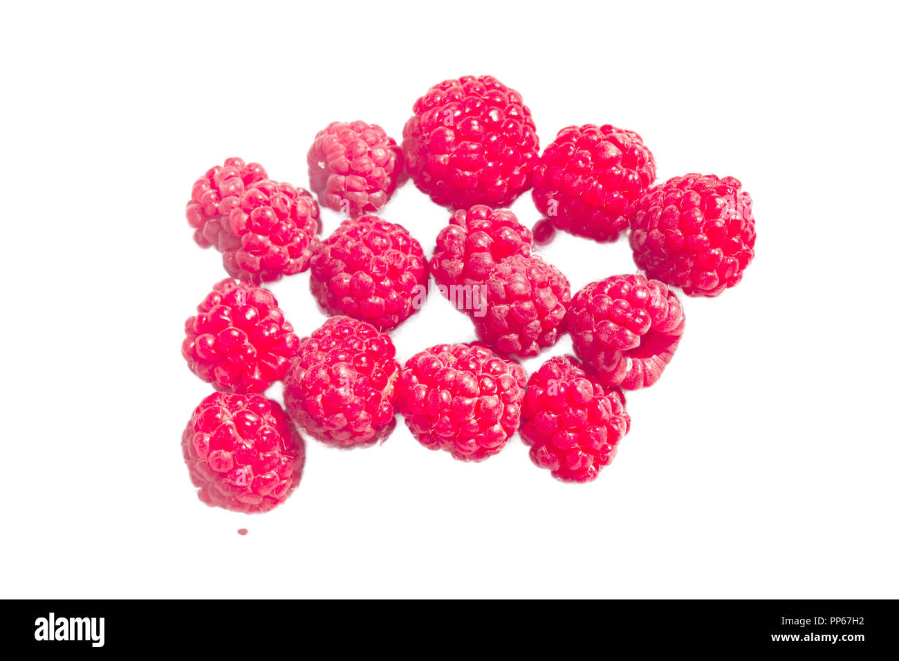 Raspberries, group of berries isolated on white background Stock Photo ...