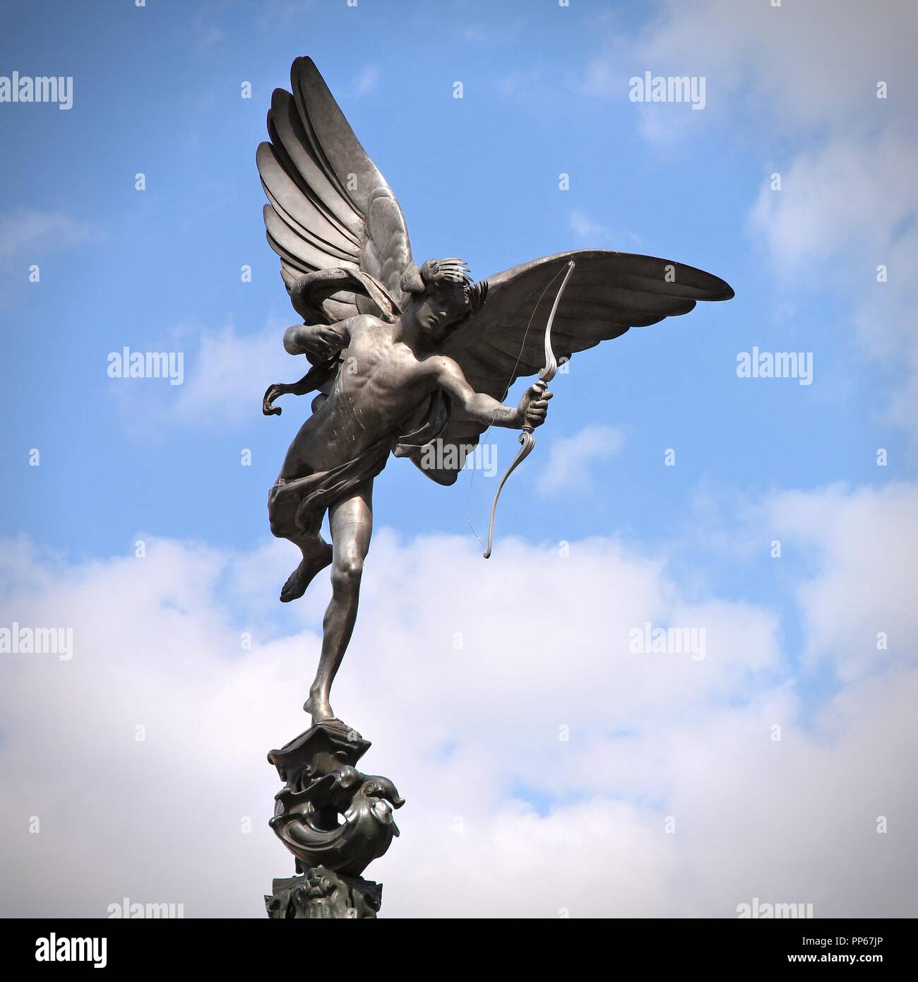 London, United Kingdom - famous Eros statue at Piccadilly Circus ...