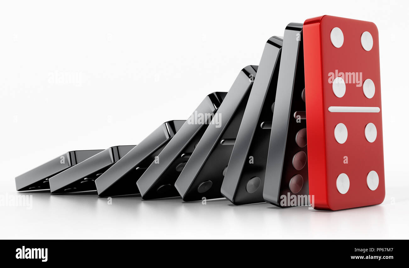 Domino pieces standing in a row. 3D illustration Stock Photo - Alamy