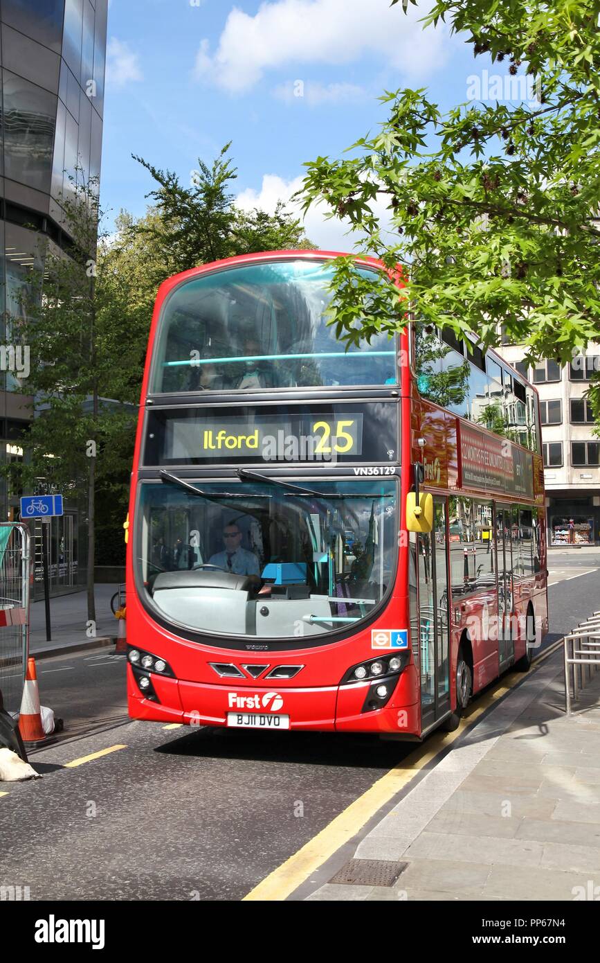 LONDON, UK - MAY 13, 2012: People ride London Bus in London. As of 2012 ...