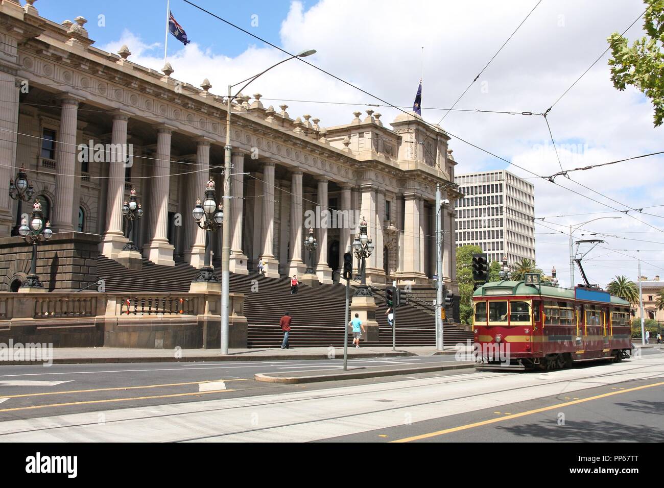 Parliament of Victoria state building in Melbourne, Australia. Famous ...