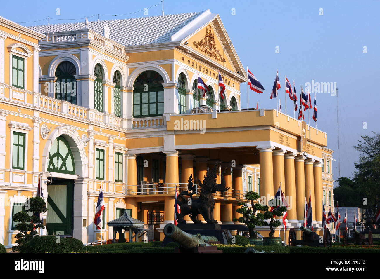 Ministry of Defence building in Bangkok, Thailand. Old architecture ...