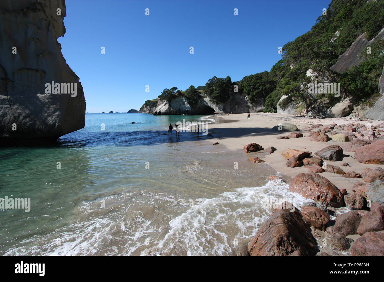 Famous Cathedral Cove at Coromandel peninsula. New Zealand, North ...