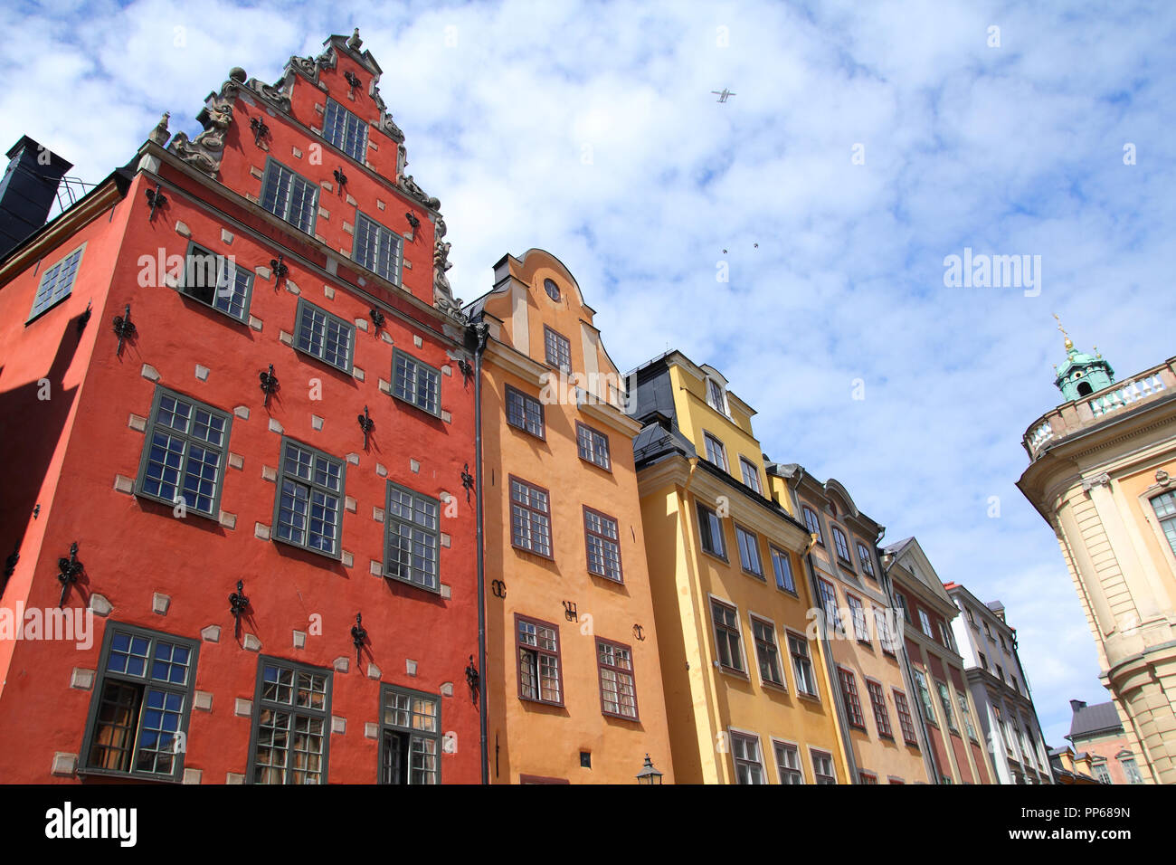 Stockholm, Sweden. Famous old buildings at Stortorget square at Gamla ...
