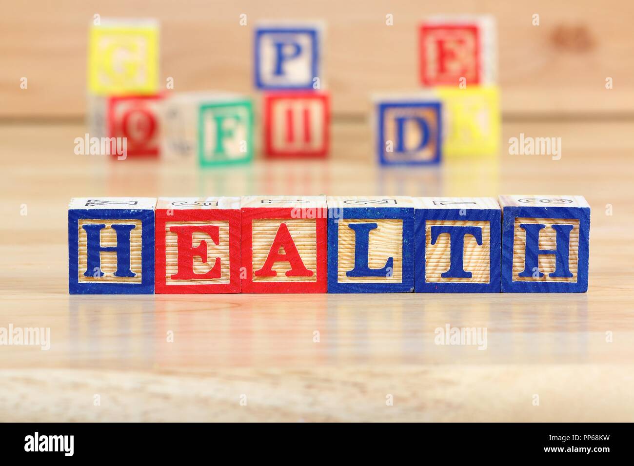 Wooden blocks with letters. Educational toy concept - children health ...
