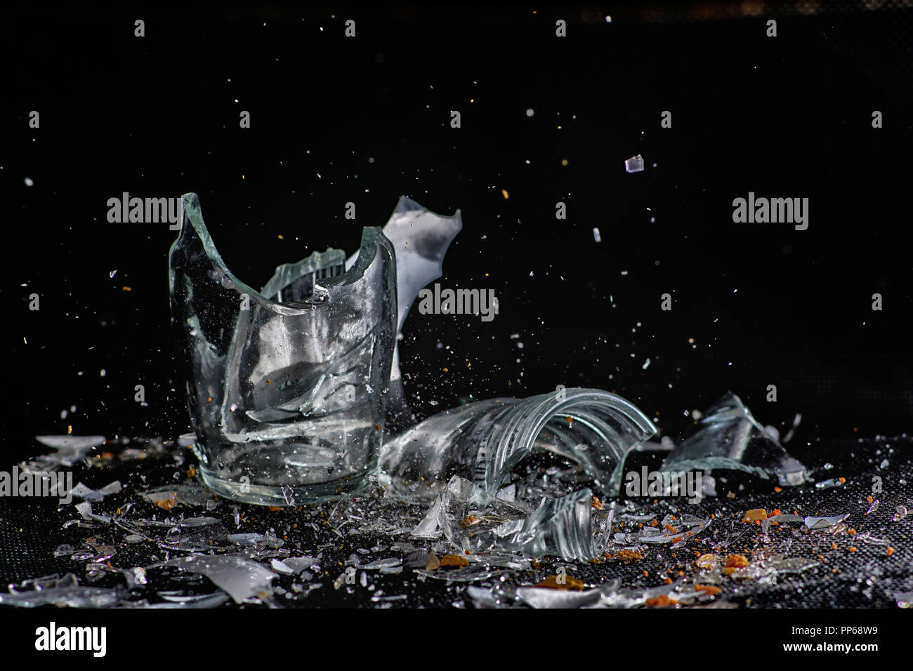 Shot in studio on glass against black background with flash light Stock ...