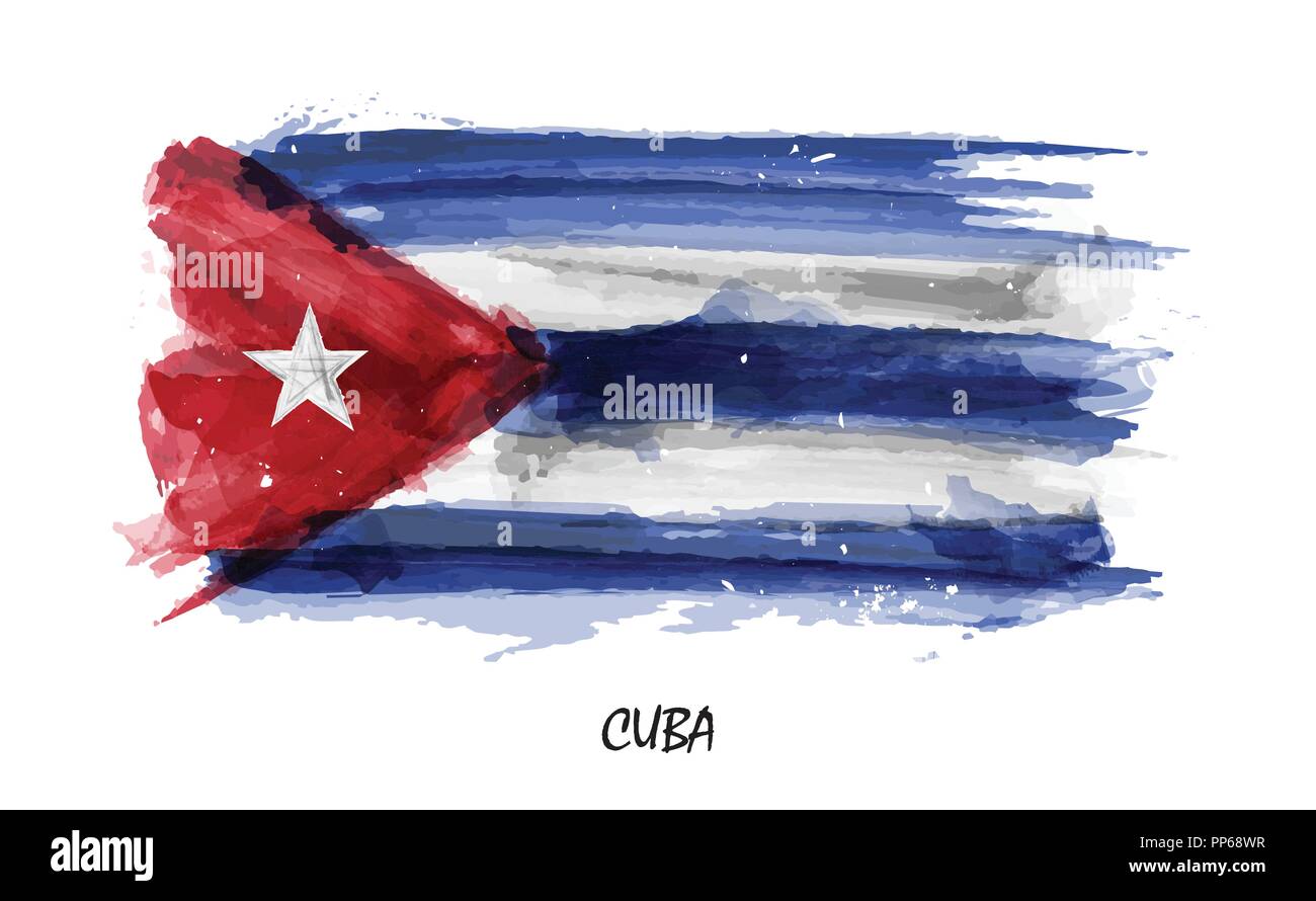 Realistic watercolor painting flag of Cuba . Vector Stock Vector Image ...