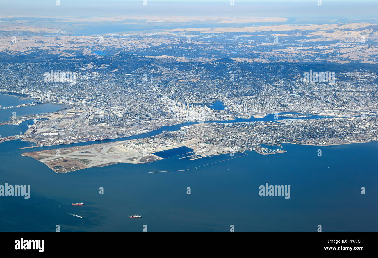 San Francisco Bay Area: Aerial View of east bay region showing the ...
