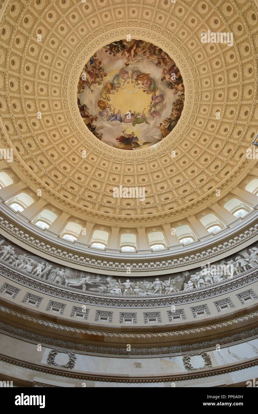 The iconic central dome in the United States Capitol, Washington ...