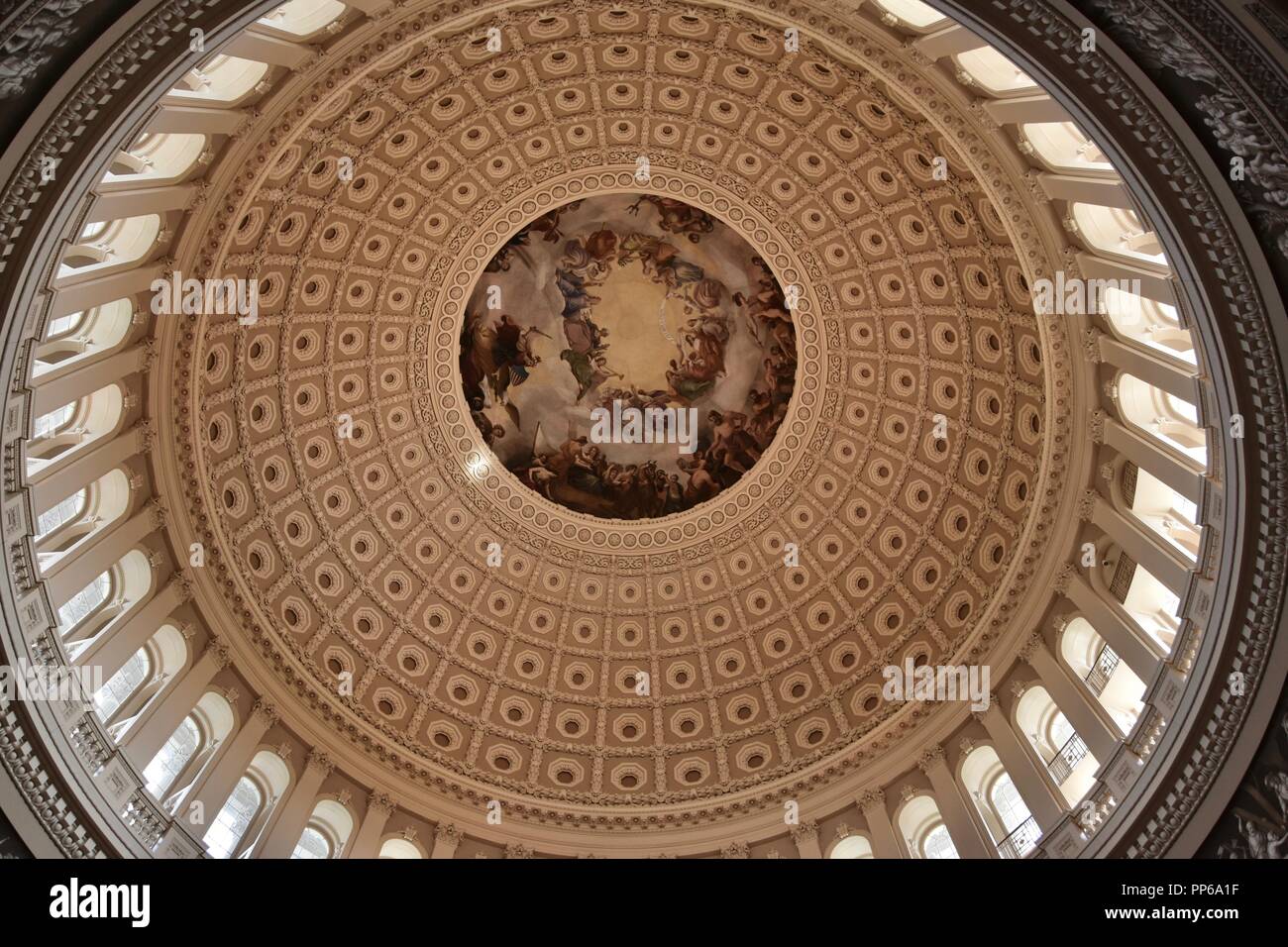 The iconic central dome in the United States Capitol, Washington ...