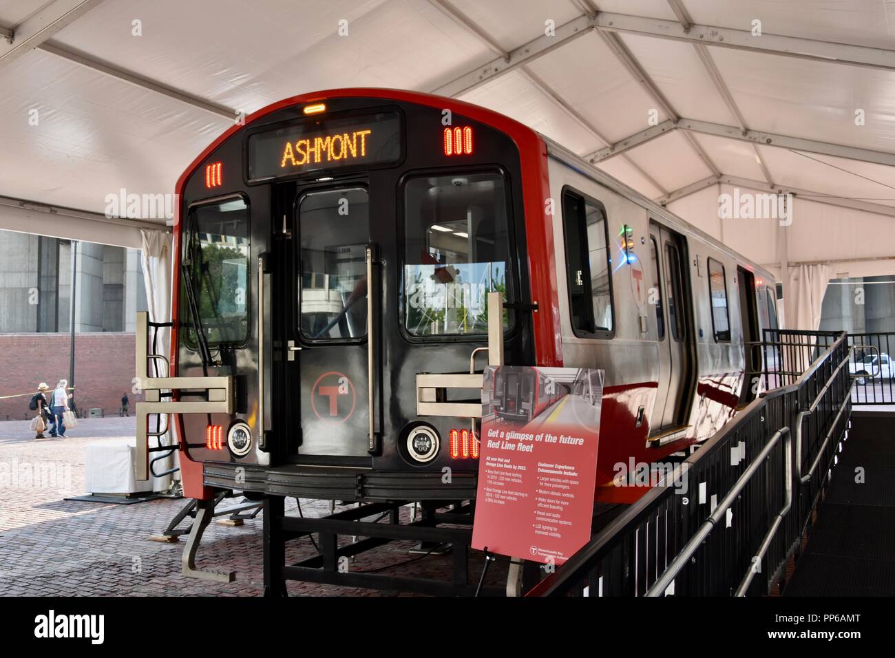 Prototype MBTA Red Line car on display in Boston manufactured by CRRC ...
