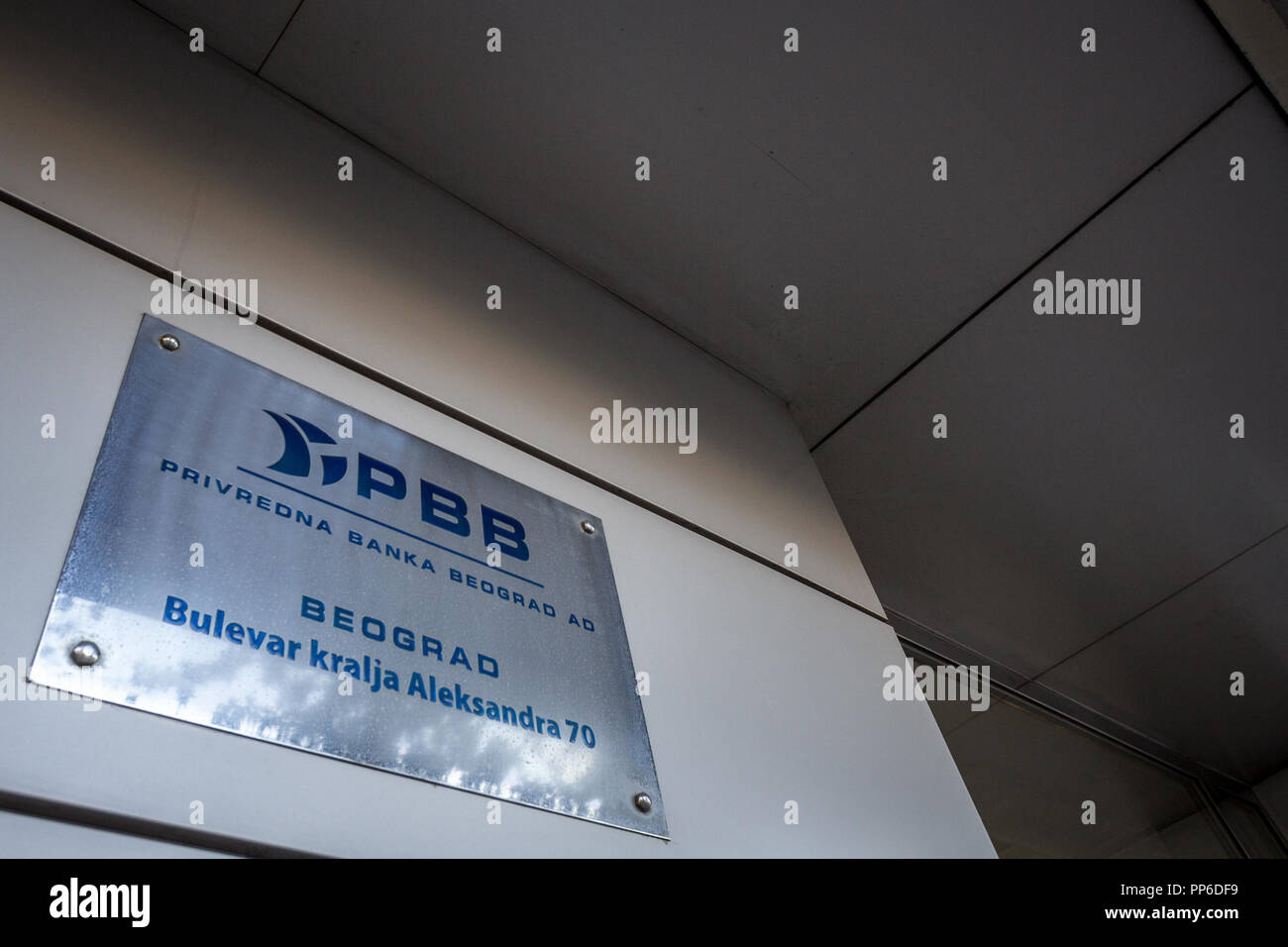 BELGRADE, SERBIA - SEPTEMBER 23, 2018: PBB logo on their former main ...